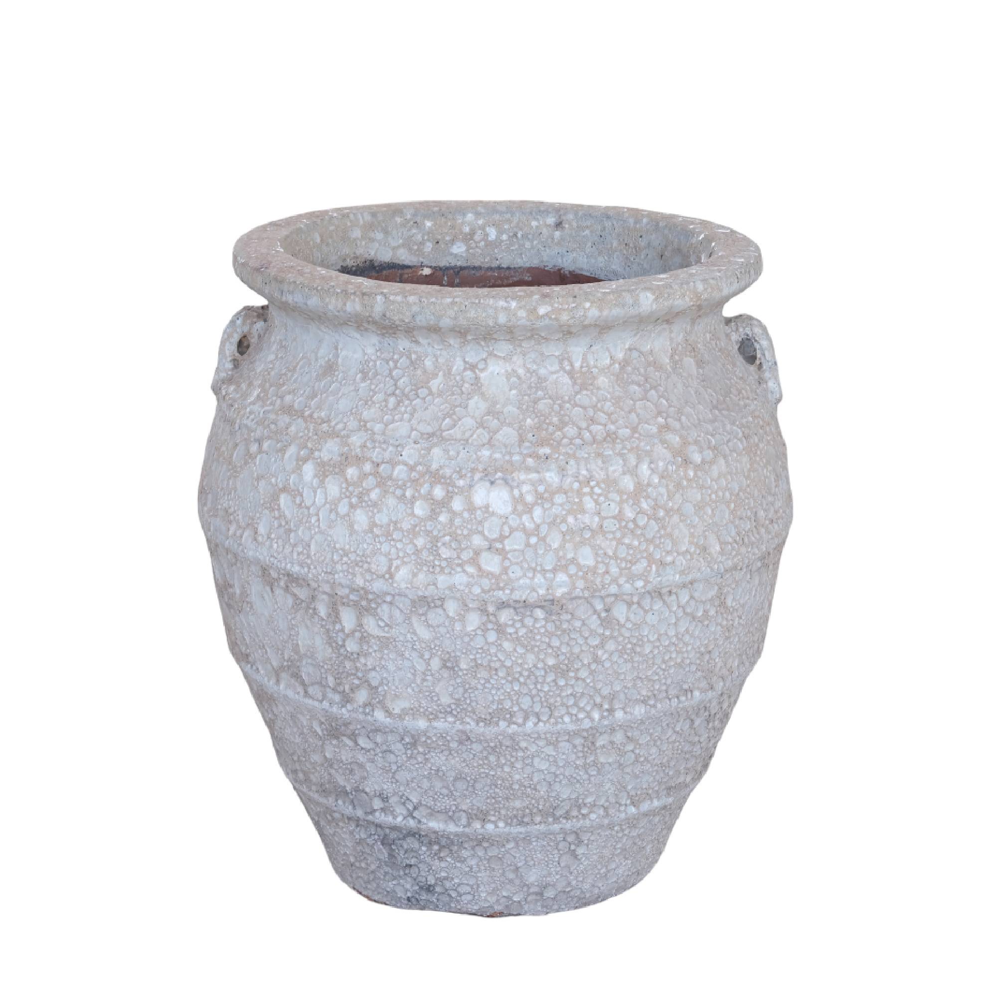 Athulya White Round Ceramic Jar Pot Rough Finish kopen? Gratis Thuisbezorgd